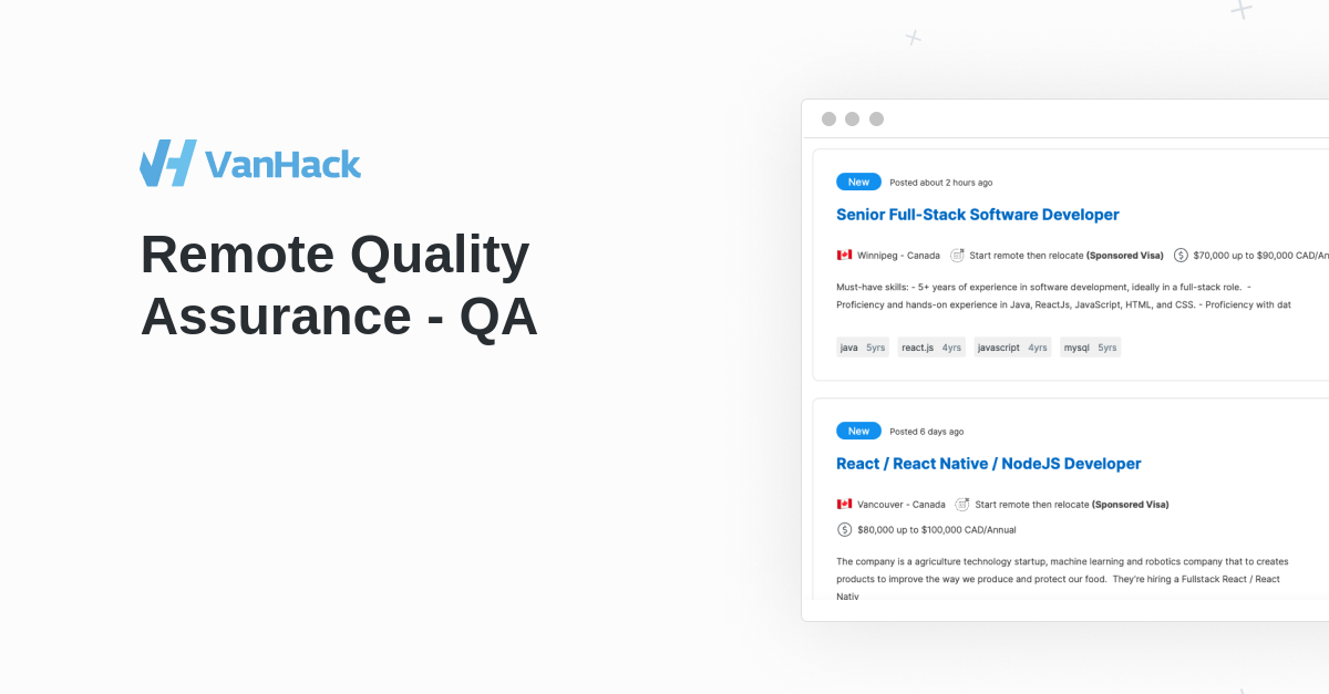 Remote Quality Assurance - QA - VanHack